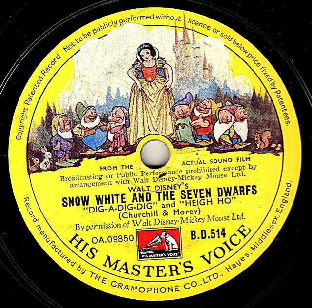 WALT DISNEY SNOW White 78 Dig A-Dig-Dig/ Heigh Ho/With A Smile & A Song ...