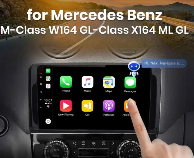 MERCEDES ML GL W164 Navigatore GPS Carplay Android Auto 2GB RAM 32GB ...