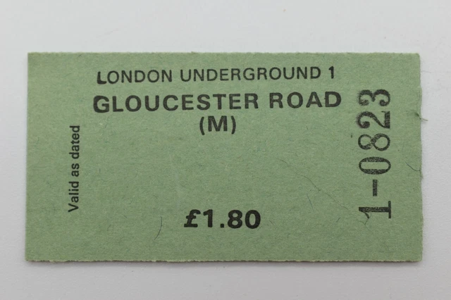 LONDON UNDERGROUND RAILWAY Ticket 0823 Gloucester Road (M) £3.00 ...