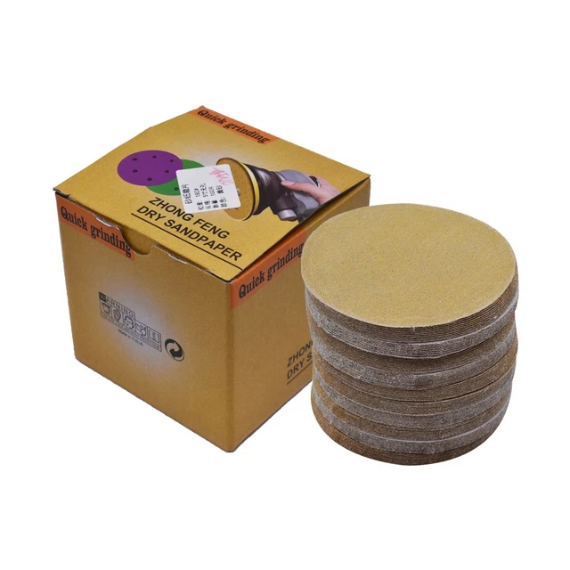 HOOK LOOP PADS Sanding Discs Flocking NO-Hole 100 Pcs 5" 180 Grit Disc ...