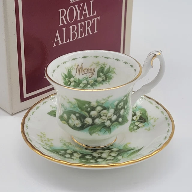 ROYAL ALBERT FLOWER of the month Mini Teacup and Saucer May Lilley Of ...