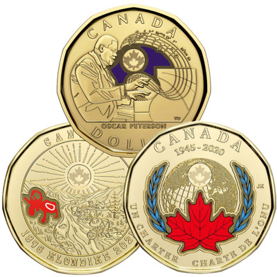🇨🇦 CANADA FULL COLORED SET $1 Dollar Coins Loonie, 3 coins, 2020, 2021 ...