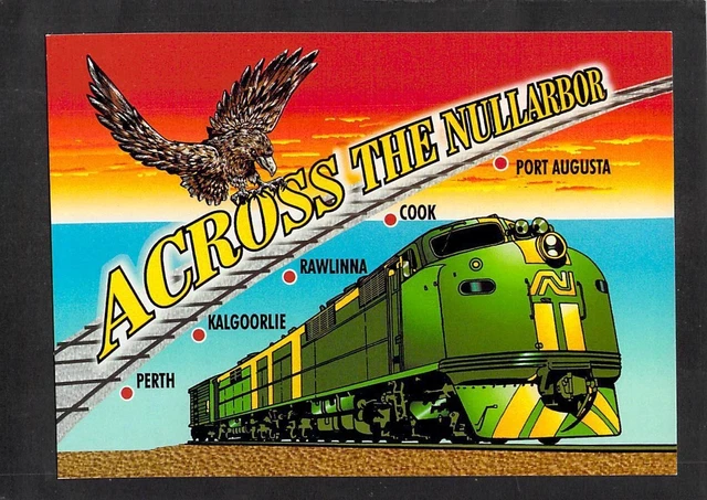 A1790 AUSTRALIA ACROSS The Nullarbor ANR Loco Train Map Davric postcard ...