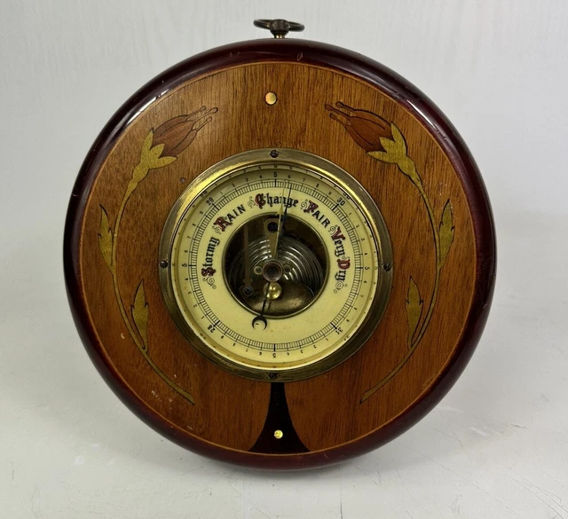 VINTAGE LUFFT ROUND Barometer with Marquetry & Mother of Pearl ...