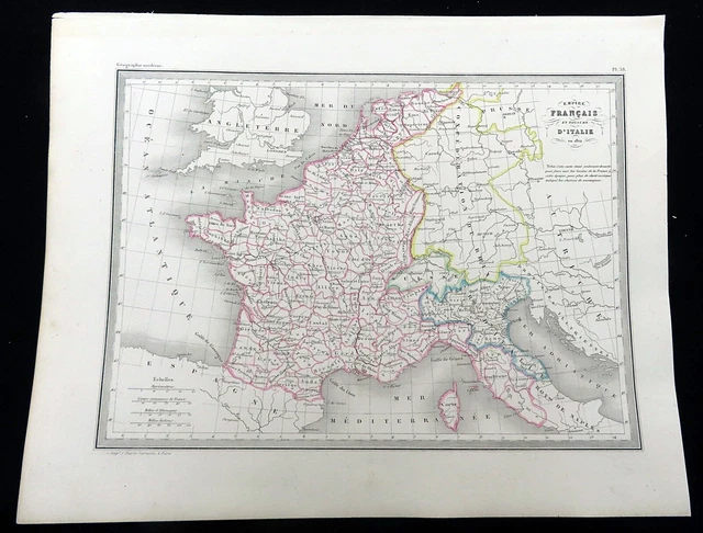 ANCIEN CARTE DE The Empire De Napoléon 1812 France Italie Bordures ...