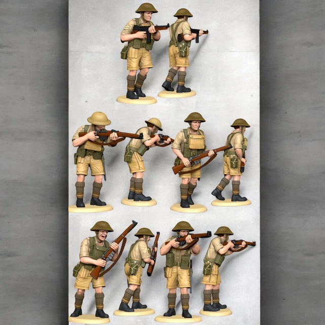 28MM WW2 BRITISH 8th Army Desert Rats Rifle Section X5 figures Bolt ...