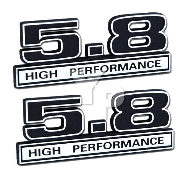 5.8 LITER 351 Engine High Performance Emblems in Chrome & Black - 5 ...