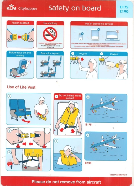 KLM CITYHOPPER SAFETY card Embraer E175 E190 from 2017 EUR 7,02 ...