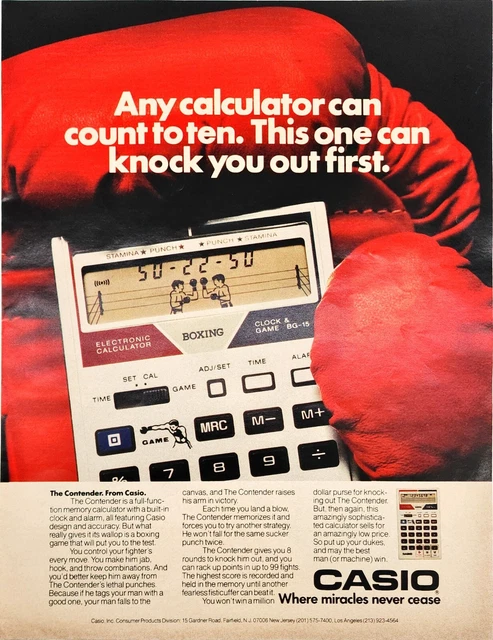 1981 CASIO BG-15 Contender Boxing Calculator Print Ad - Any calculator ...