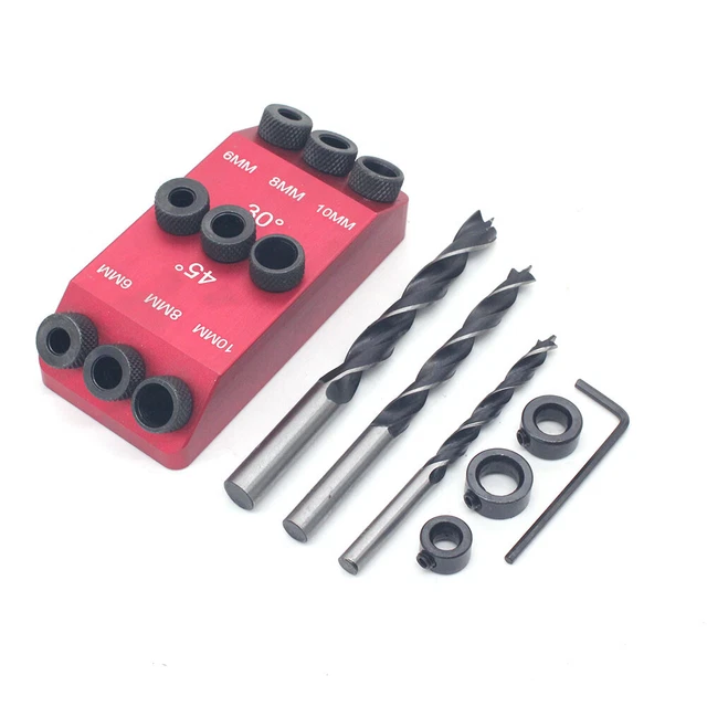30/45/90 DEGREE POCKET Hole Jig Kits Oblique / Straight Drilling Guide ...