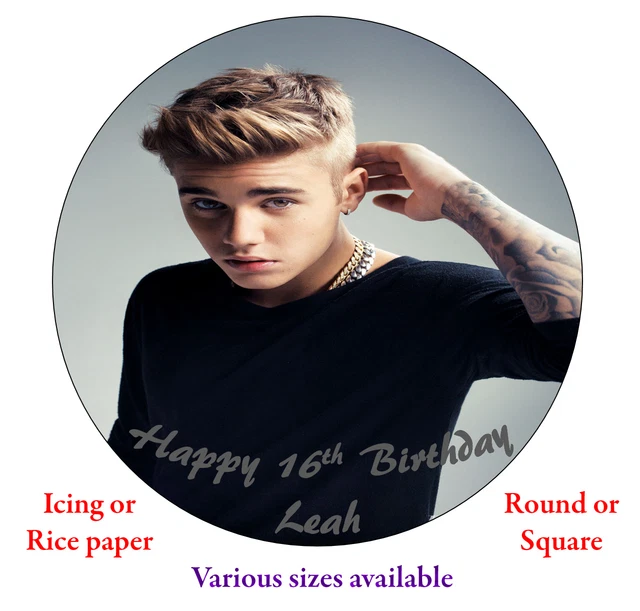 JUSTIN BIEBER PERSONALISED Edible Cake Topper Round/Square Icing/Rice 7 ...