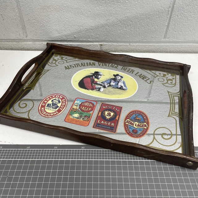 VINTAGE ORIGINAL AUSTRALIAN beer Labels CUB BAR MIRROR TRAY CAFE ...