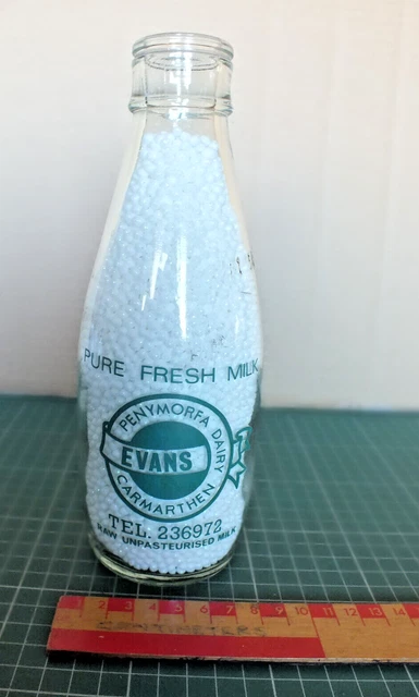VINTAGE OLD MILK Bottle Evans - Penymorfa Dairy - Carmarthen Wales £12. ...
