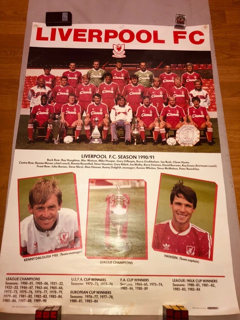 LIVERPOOL FC TEAM Poster Giant Scadecor 1990-91 League Winners Original ...