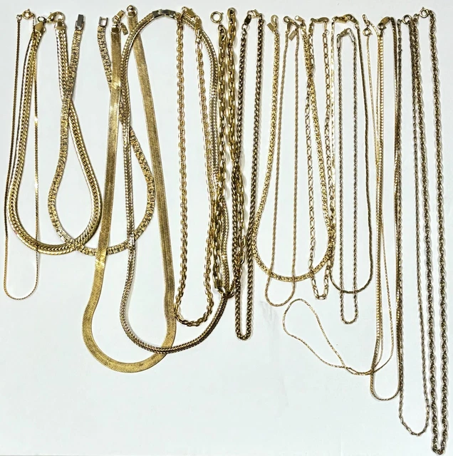 VINTAGE MOD GOLD Tone Chains Necklaces Lot RALPH LAUREN AVON MONET ...