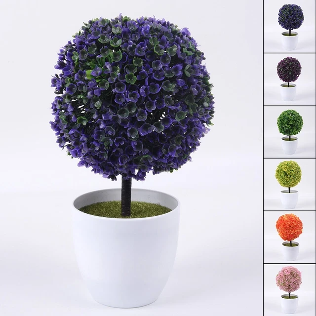 ARBRE TOPIAIRE EN plastique multicolore avec boule d'herbe artificielle ...