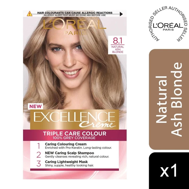 L'OREAL PARIS EXCELLENCE Creme Permanent Hair Dye 8.1 Natural Ash ...