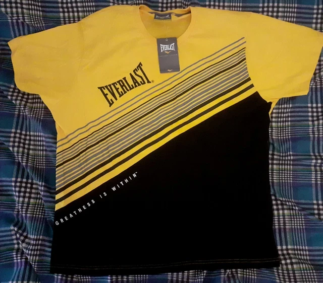 MENS 2XL BLACK & Yellow Everlast Boxing T Shirt New With Tag £10.00 ...