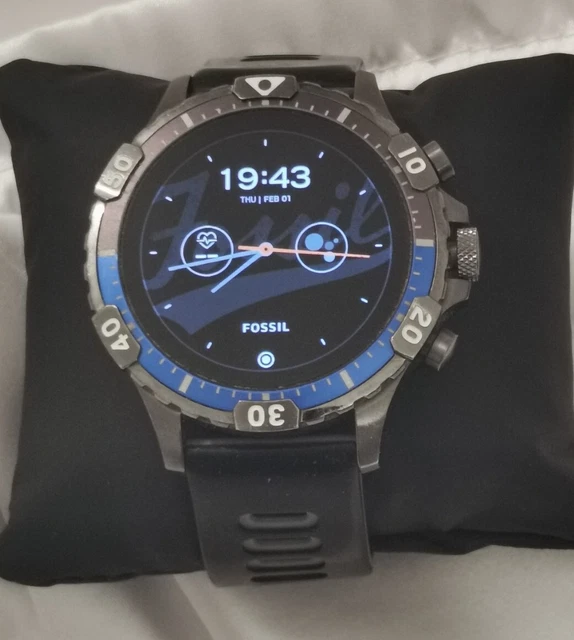SMARTWATCH FOSSIL GARRETT Gen 5 Grigio/Blu Inc Cinturino & Chgr Ecc ...