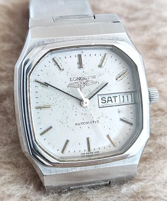 OROLOGIO DA UOMO LONGINES Rettangolare GIORNO & DATA 1665 Automatico St ...