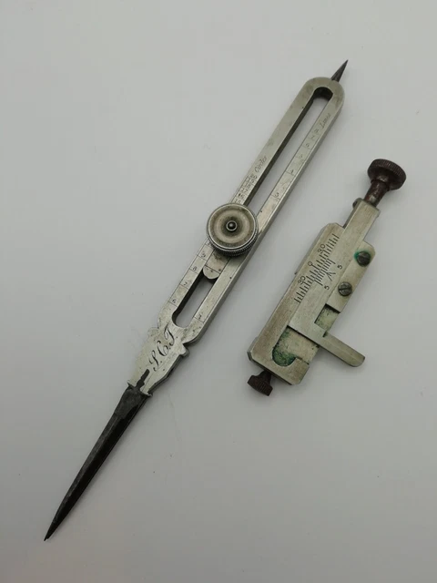 ANTIQUE PROPORTIONAL DIVIDER measuring drawing instrument + vernier ...