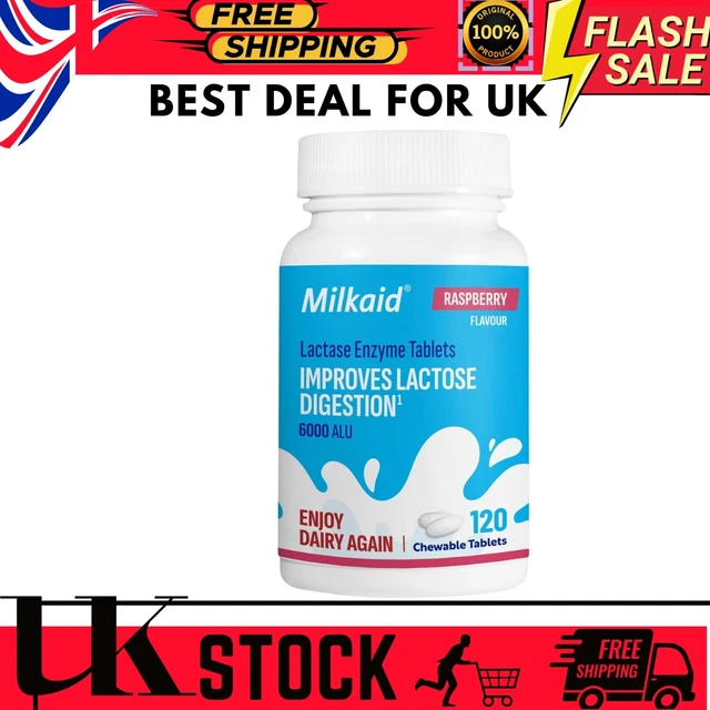 MILKAID LACTASE ENZYME Chewable Tablets for Lactose Intolerance Relief ...