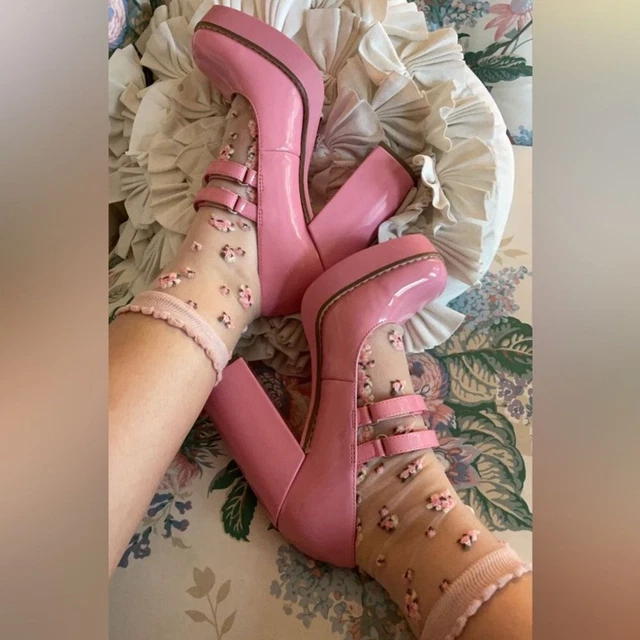 STEVE MADDEN TWICE Pink Patent Leather Platform Block Heel Mary Jane ...