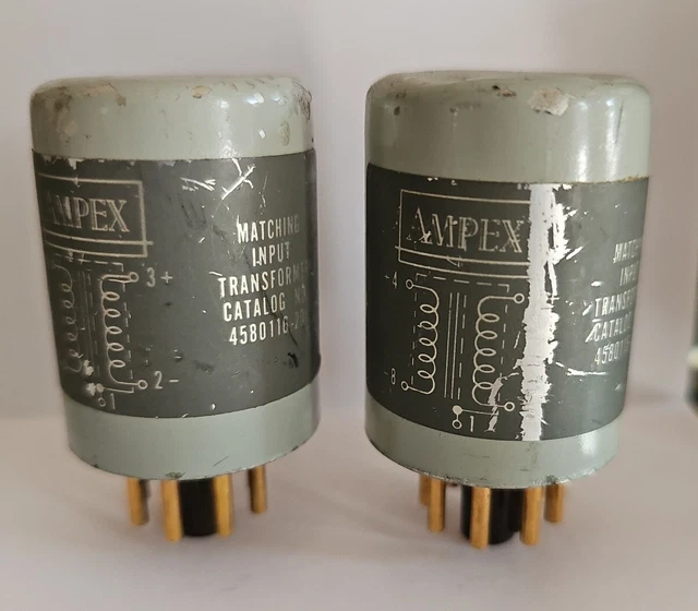 PAIR AMPEX 4580116-20 Vintage Plug-In Bridging Input Transformer w ...
