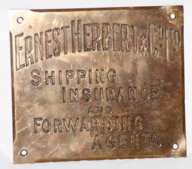 CIRCA 1920'S-30'S, SOLID Brass Business Front Placard Measuring 10.5" x ...