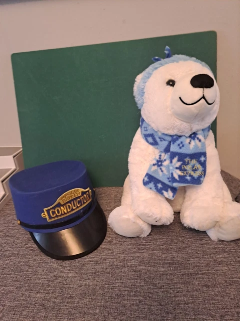 POLAR EXPRESS CONDUCTOR Hat Adult Size Warners Bros & 30cm Polar Bear ...