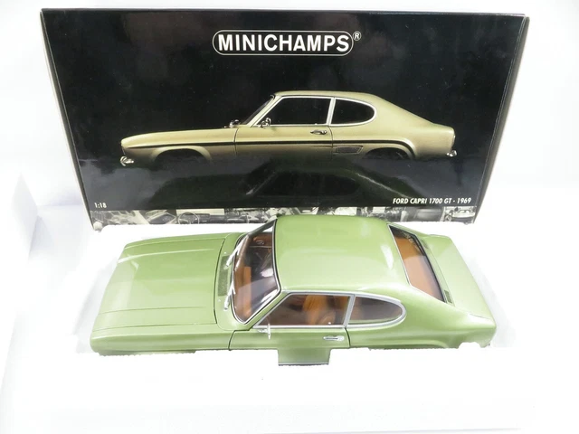 1:18 MINICHAMPS 18008900 Ford Capri 1700 GT 1969 feu vert met. #7361 ...