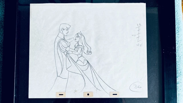 ORIGINAL ANIMATION ROUGH drawing Disney's Sleeping Beauty Aurora ...