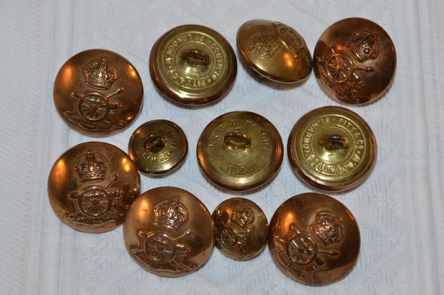 SET OF 11 x British Army Royal Artillery Brass Buttons – WW1 Era ...