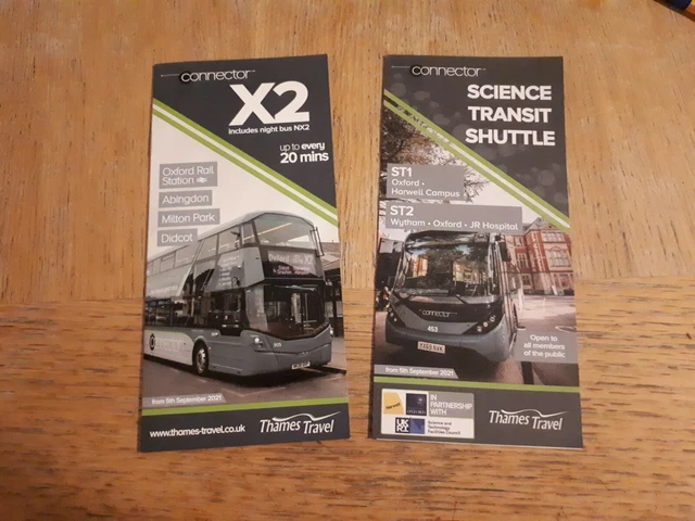 THAMES TRAVEL : 2 x brochures d'horaires de bus pour itinéraires de connexion : septembre 2021 ...