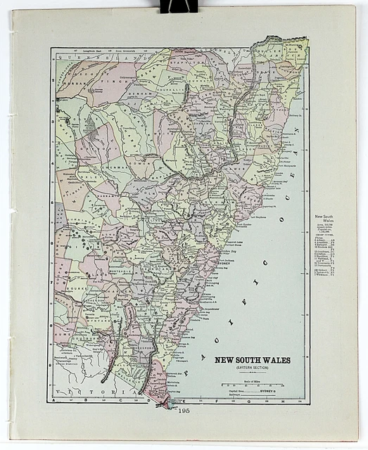 1890S MAP OF New South Wales Australia Full color Lithography 14.5x11 ...