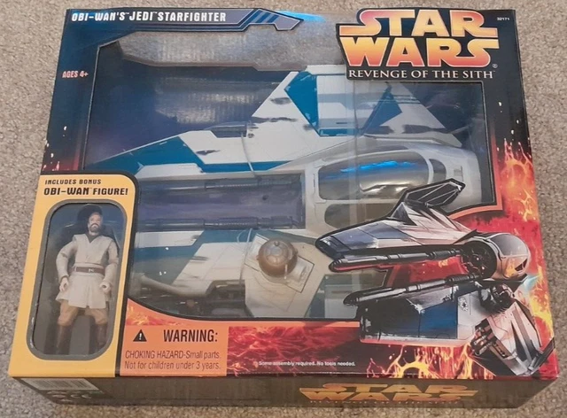 STAR WARS REVENGE of the Sith Obi-Wan Jedi Starfighter Blue Hasbro New ...