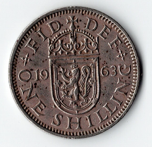 1963 UK 1 Shilling Coin Great Britain England Queen Elizabeth II ...