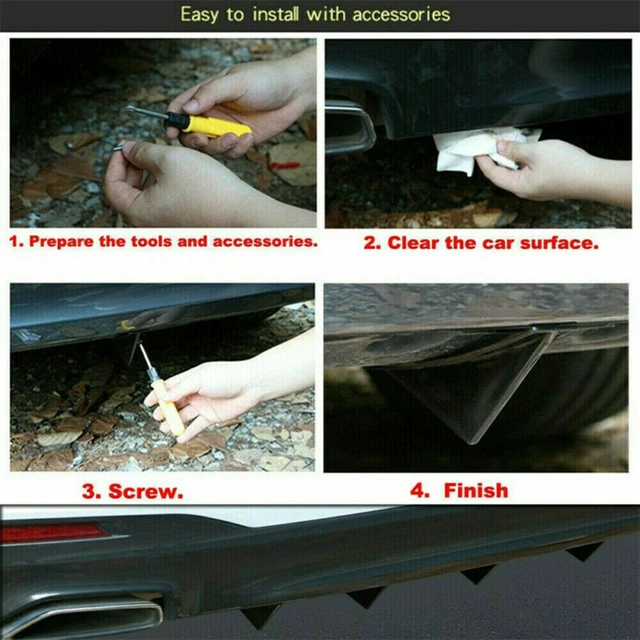 FOR VAUXHALL CORSA VXR Rear Bumper Diffuser 4-Fins Spoiler Splitter ...