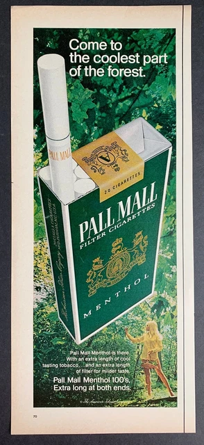 PALL MALL MENTHOL 100's Filter Cigarettes Vintage 1968 Magazine Print ...