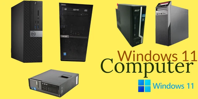 WINDOWS 11 COMPUTER Dell / HP Tower / Desktop PC Intel i3 8GB RAM 256gb ...