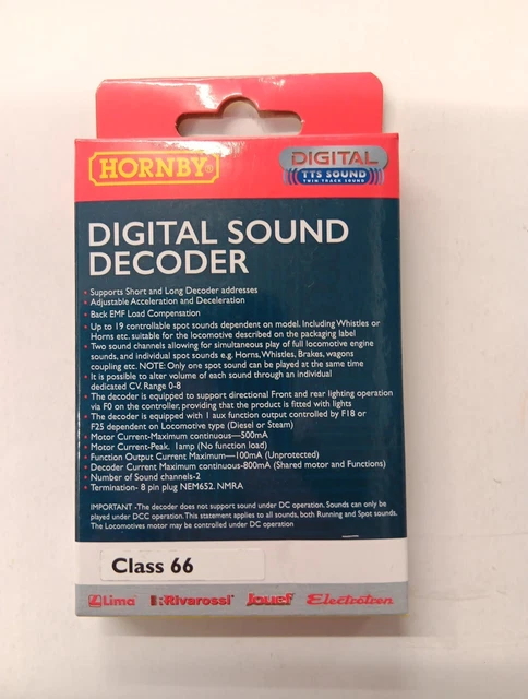 HORNBY R8121 CLASS 66 TTS Digital Sound Decoder New £71.38 - PicClick UK