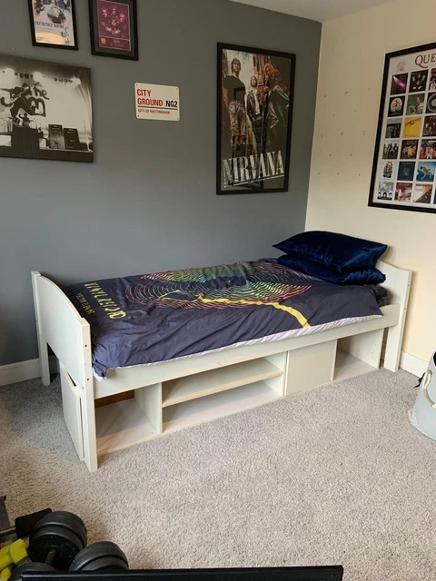 SINGLE BED & Mattress With Underbed Storage Unit £52.70 - PicClick UK