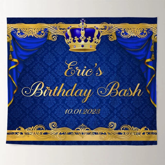 PERSONALIZED CROWN ROYAL Blue Text Birthday Backdrop $36.09 - PicClick AU