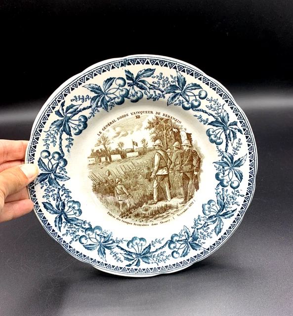 ASSIETTE PARLANTE ANCIENNE XII "entrée troupes françaises Abomey 1892 ...