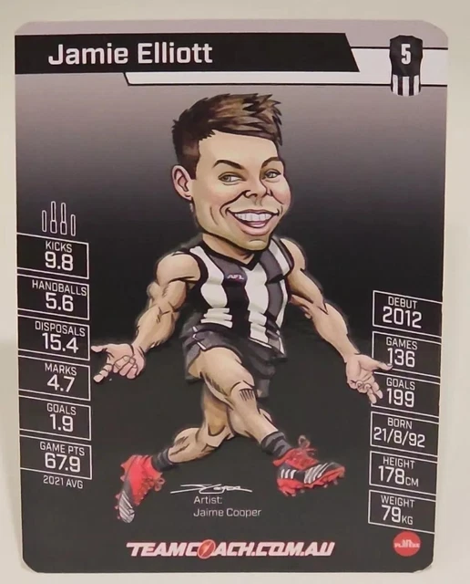 2022 AFL TEAMCOACH J Magic Wildcard Jamie Elliott Mw-04 Collingwood ...