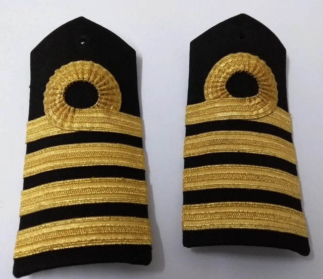 NAVAL OFFICERS CAPTAIN Uniform Shoulder Boards Epaulette Soft Leather ...