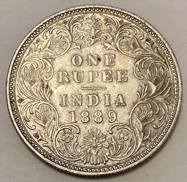 1889 INDIA ONE Rupee Silver .917 Coin $98.10 - PicClick AU