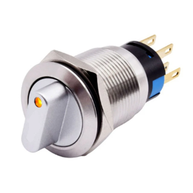 STAINLESS STEEL 19MM Latching Rotary Switch 3 Positions LED Light 12 ...