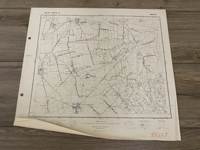 WWII WW2 ERA Original Polish Military Field Map! 1933 Map of Wiskitki ...