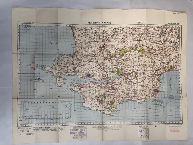 ORIGINAL WW2 BRITISH Army / RAF Bases Map - Pembroke & Tenby EUR 14,39 ...